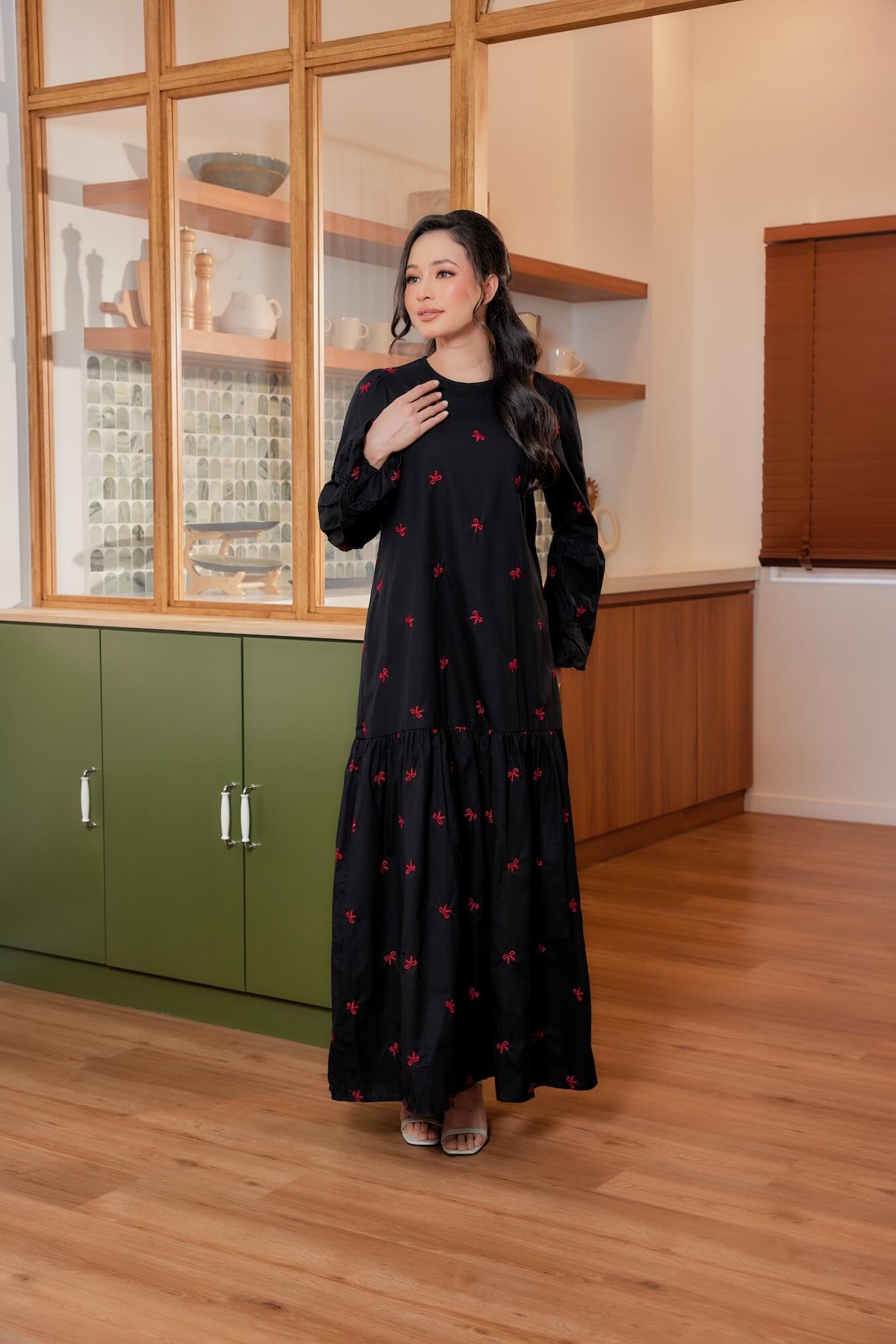 Nancy Dress - Black with Red Coquette - True Colors